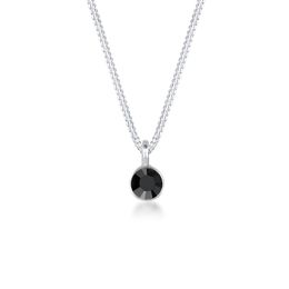 Elli Collierkettchen »Solitär Glas Kristalle Schwarz 925 Sterling Silber« Silber 45 Halskette für Damen mit Glas Kristallen in Schwarz