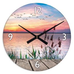 Artland Wanduhr &raquo;XXL &Oslash; 50 cm Der See in den Farben der Wolken&laquo; lautlos ohne Tickger&auml;usche Blau