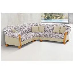 Ecksofa Home Affaire "Milano, L-Form", beige (creme, flieder geblümt), B:233cm H:83cm T:233cm, Sofas, gleichschenklig