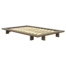 Bettgestell KARUP DESIGN "JAPAN BED Bodenbett, Holzrahmen, Futonbett, Jugendbett, Holzbett", kiefer carob braun, B:148cm H:20cm L:228cm, Betten, Massivholzbett mit Lattenrost, Kiefer massiv, Bett ohne Kopfteil