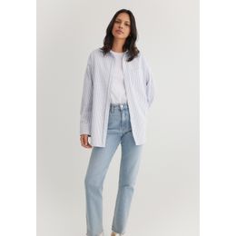 Klassische Bluse Mavi "OVERSIZED SHIRT", Damen, Gr. L, blau (blau stripe), 53% Baumwolle, 46% Polyester, 1% Elasthan, gestreift, bequem lang, Langarm eng 1-Knopf-Manschette, Blusen, Shirt Oversized