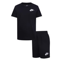 T-Shirt & Shorts Nike Sportswear "NKN CLUB LBR KNIT SHORT SET", Kinder, Gr. 104 (4), schwarz, Sweatware, Obermaterial: 60% Baumwolle, 40% Polyester, unifarben, sportlich, KOB Set-Artikel