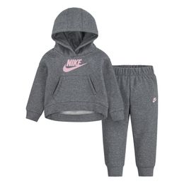 Jogginganzug Nike Sportswear "CLUB FLEECE SET", Kinder, Gr. 80 (12), grau (grau, meliert), Obermaterial: 60% Baumwolle, 40% Polyester, sportlich, Sportanzüge