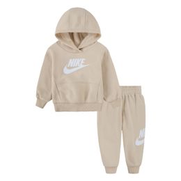 Jogginganzug Nike Sportswear "NKN CLUB FLEECE SET", Kinder, Gr. 86 (18), beige (sanddrift), Sweatware, Obermaterial: 60% Baumwolle, 40% Polyester, sportlich, Sportanzüge, mit Kapuze