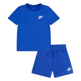 T-Shirt & Shorts Nike Sportswear "NKN CLUB LBR KNIT SHORT SET", Kinder, Gr. 104 (4), blau, Sweatware, Obermaterial: 60% Baumwolle, 40% Polyester, unifarben, sportlich, KOB Set-Artikel