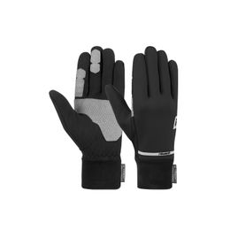 Skihandschuhe Reusch "Hike & Ride STORMBLOXX™ TOUCH-TEC™", Damen, Gr. 10,5, silber (schwarz, silberfarben), 65% Polyamid, 15% Polyester, 10% Ziegenleder, 10% Elasthan, mehrfarbig, klassisch, Handschuhe, mit praktischer Touch-Funktion