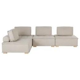 Beliani Ecksofa TIBRO Stoff Helles Beige Rechtsseitig