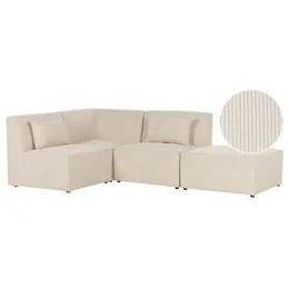 Beliani Sofa mit Ottomane LEMVIG Helles Beige Rechtsseitig