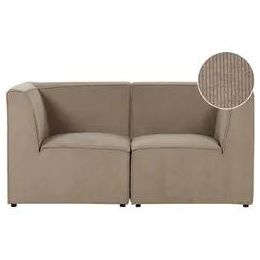 Beliani 2-Sitzer Sofa Cord taupe LEMVIG