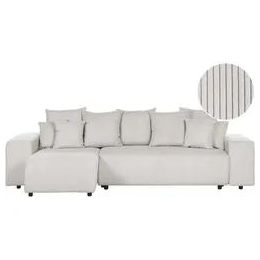 Beliani Ecksofa LUSPA Helles Beige Cord mit Stauraum Rechtsseitig