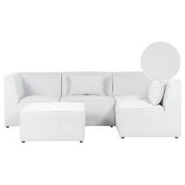 Beliani Sofa mit Ottomane LEMVIG Cremeweiß Linksseitig