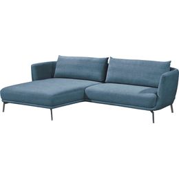 Sch&ouml;ner Wohnen Kollektion Ecksofa "Pearl, zeitlos und elegant, 5 Jahre Hersteller-Garantie, bequem", blau (blaugrau), B:270cm H:71cm T:160cm, 100% Polyester, SCH&Ouml;NER WOHNEN-KOLLEKTION, Sofas, Ecksofa, L-Form, Ma&szlig;e (B/H/T): 270/71/160 cm, F&uuml;&szlig;e Metall