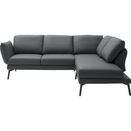Sch&ouml;ner Wohnen Kollektion Ecksofa "Spin, Multifunktionssofa, bequem und hochwertige Verarbeitung, L-Form", grau (fango), B:329cm H:87cm T:259cm, 100% Leder, SCH&Ouml;NER WOHNEN-KOLLEKTION, Sofas, Ecksofa, Drehsitz-Funktion, USB-Anschluss, Armlehnfunktion, R&uuml;ckenverstellung