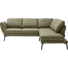 Sch&ouml;ner Wohnen Kollektion Ecksofa "Spin, Multifunktionssofa, bequem und hochwertige Verarbeitung, L-Form", gr&uuml;n (oliv), B:329cm H:87cm T:259cm, 100% Leder, SCH&Ouml;NER WOHNEN-KOLLEKTION, Sofas, Ecksofa, Drehsitz-Funktion, USB-Anschluss, Armlehnfunktion, R&uuml;ckenverstellung
