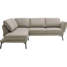 Sch&ouml;ner Wohnen Kollektion Ecksofa "Spin, Multifunktionssofa, bequem und hochwertige Verarbeitung, L-Form", grau (taupe), B:329cm H:87cm T:259cm, 100% Leder, SCH&Ouml;NER WOHNEN-KOLLEKTION, Sofas, Ecksofa, Drehsitz-Funktion, USB-Anschluss, Armlehnfunktion, R&uuml;ckenverstellung