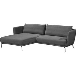 Sch&ouml;ner Wohnen Kollektion Ecksofa "Pearl, zeitlos und elegant, 5 Jahre Hersteller-Garantie, bequem", grau (stone), B:270cm H:71cm T:160cm, 16% Baumwolle, 79% Polyester, 5% Polyacryl, SCH&Ouml;NER WOHNEN-KOLLEKTION, Sofas, Ecksofa, L-Form, Ma&szlig;e (B/H/T): 270/71/160 cm, F&uuml;&szlig;e Metall