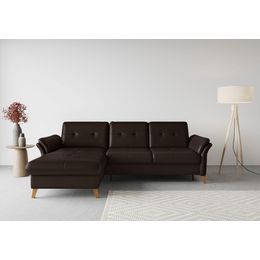Sit & More Ecksofa SIT & MORE "G&ouml;teborg", braun (mocca), B:268cm H:90cm T:176cm, Sofas, Ecksofa, Sitztiefenverstellung und Federkern, wahlweise mit Bettfunktion