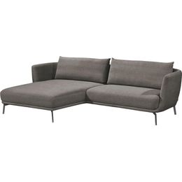 Sch&ouml;ner Wohnen Kollektion Ecksofa "Pearl, zeitlos und elegant, 5 Jahre Hersteller-Garantie, bequem", grau (stone), B:270cm H:71cm T:160cm, 100% Polyester, SCH&Ouml;NER WOHNEN-KOLLEKTION, Sofas, Ecksofa, L-Form, Ma&szlig;e (B/H/T): 270/71/160 cm, F&uuml;&szlig;e Metall