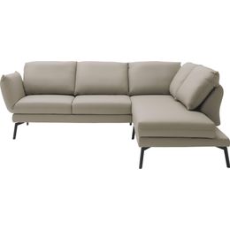 Sch&ouml;ner Wohnen Kollektion Ecksofa "Spin, Multifunktionssofa, bequem und hochwertige Verarbeitung, L-Form", grau (taupe), B:329cm H:87cm T:259cm, 100% Leder, SCH&Ouml;NER WOHNEN-KOLLEKTION, Sofas, Ecksofa, Drehsitz-Funktion, USB-Anschluss, Armlehnfunktion, R&uuml;ckenverstellung