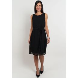 Chiffonkleid Seidel Moden, Damen, Gr. 38, N-Gr, schwarz, Web, Obermaterial: 100% Polyester. Futter: 95% Viskose, 5% Elasthan, unifarben, casual, normal knielang, Rundhals, Kleider, mit Stoffgürtel, MADE IN GERMANY