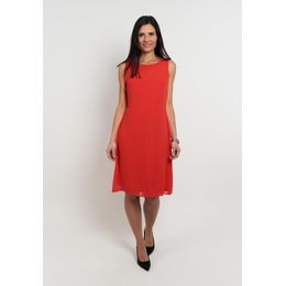 Chiffonkleid Seidel Moden, Damen, Gr. 38, N-Gr, rot, Web, Obermaterial: 100% Polyester. Futter: 95% Viskose, 5% Elasthan, unifarben, casual, normal knielang, Rundhals, Kleider, mit Stoffgürtel, MADE IN GERMANY