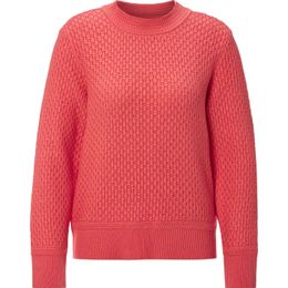 Damen Stehkragenpullover mit Struktur-Muster koralle, Gr&ouml;&szlig;e 38