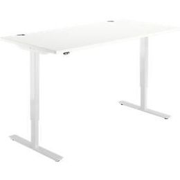 Schreibtisch Start Off, elektrisch höhenverstellbar, Rechteck, T-Fuß, B 1600 x T 800 x H 755-1255 mm, weiß