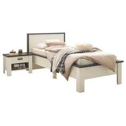 Bettanlage Home Affaire "SHERWOOD", weiß (pinie weiß dekor), B:170cm H:93cm T:213cm, Schlafzimmermöbel-Sets, Liegefläche Bett 90x200cm, Nachttisch mit 1 Schublade