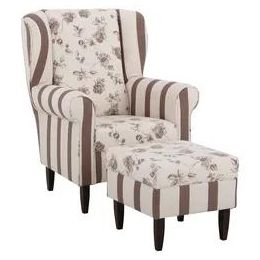 Sessel Home Affaire "Asino", braun (braun,beige), B:80cm H:102cm T:86cm, Druckstoff (50% Polyester, 50% Baumwolle), Sessel