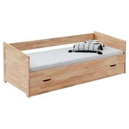 Funktionsbett Relita "Funktionsbett Nina", braun (buche massiv natur lackiert), B:95,5cm H:71cm L:204cm, Daybetten, Funktionsbett mit Bettschublade, Buche massiv lackiert