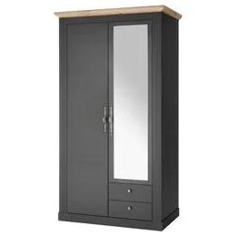 Kleiderschrank Home Affaire "WESTMINSTER Wäscheschrank in 2 Farben, Landhausschrank Metallgriffe", grau (grau dunkel), B:108cm H:203cm T:63cm, Schränke, mit dekorativer Rillenfräsungen, in den Breiten 109 und 149 cm