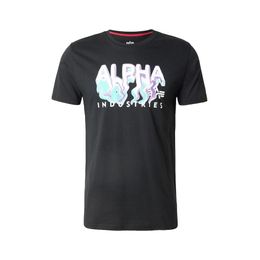 Alpha Industries T-Shirt Herren Größe XS türkis / flieder / schwarz / weiß