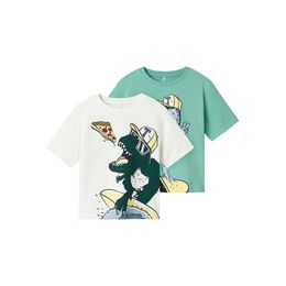 name it T-Shirt 'NMMDino' Jungen Größe 104 hellblau / gelb / mint / weiß