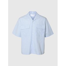 Selected Button Up Shirt male Blue, White size XXL