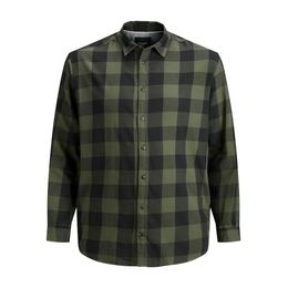 Jack & Jones Plus Jack & Jones Plus Button Up Shirt 'JJEGINGHAM' male Green size XXL