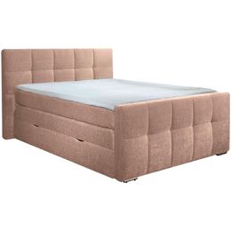 Boxspringbett Places of Style "Rosà", beige (sand), B:184cm L:224cm, Komplettbetten, H3/H3, H3/H4, H4/H4 möglich