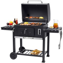 Holzkohlegrill Tepro "Grillwagen Toronto XXL", grau (anthrazit, edelstahlfarben), B:152cm H:137cm T:73cm, Grills, BxTxH: 152x73x137 cm, mit 2 Grillrosten und Pizzastein Vorrichtung