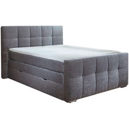 Boxspringbett Places of Style "Rosà", silber (silberfarben), B:184cm L:224cm, Komplettbetten, H3/H3, H3/H4, H4/H4 möglich