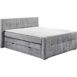 Boxspringbett Places of Style "Rosà", silber (silberfarben), B:204cm L:224cm, Komplettbetten, H3/H3, H3/H4, H4/H4 möglich