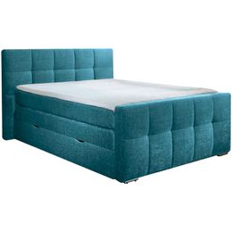 Boxspringbett Places of Style "Rosà", blau, B:184cm L:224cm, Komplettbetten, H3/H3, H3/H4, H4/H4 möglich