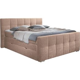 Boxspringbett Places of Style "Rosà", beige (sand), B:204cm L:224cm, Komplettbetten, H3/H3, H3/H4, H4/H4 möglich
