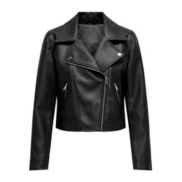 Lederimitatjacke Only "ONLSABINE FAUX LEATHER BIKER OTW", Damen, Gr. XS (34), schwarz, Web, Obermaterial: 100% Polyester, unifarben, modisch, Langarm, Jacken