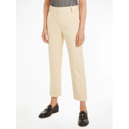 Webhose Tommy Hilfiger "MD CORE SLIM STRAIGHT PANT", Damen, Gr. 38, N-Gr, beige (country ivory), Web, Obermaterial: 66% Polyester, 32% Viskose, 2% Elasthan, unifarben, casual, slim fit knöchelfrei, Hosen, mit Bügelfalten