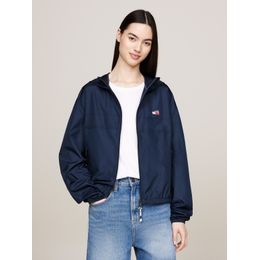 Windbreaker Tommy Jeans "TJW CRP LT CHICAGO", Damen, Gr. M (38), blau (schwarz night navy), Web, Obermaterial: 100% Polyester, unifarben, casual, regular fit, Langarm, Jacken, in modischer Cropped Form