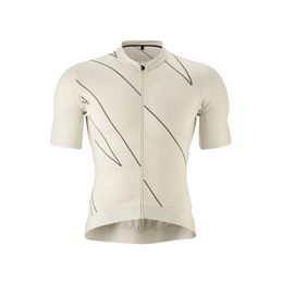 Radtrikot Gonso "Road Jersey Print M", Damen, Gr. 3XL, grau (hellgrau), 86% Polyester, 14% Elasthan, Rundhals, Trikots, Herren Fahrradtrikot kurzarm, Full-Zip Trikot, R&uuml;ckentasche, Slim Fit