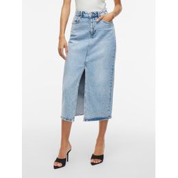 Jeansrock Vila "VIJAF HW MIDI DENIM SKIRT-NOOS", Damen, Gr. 42, light blau denim detail:wash lbd 065, Denim/Jeans, Obermaterial: 99% Baumwolle, 1% Elasthan, modisch, wadenlang, Röcke