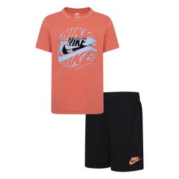 T-Shirt & Shorts Nike Sportswear, Kinder, Gr. 116 (6), orange, schwarz, Obermaterial: 60% Baumwolle, 40% Polyester, KOB Set-Artikel