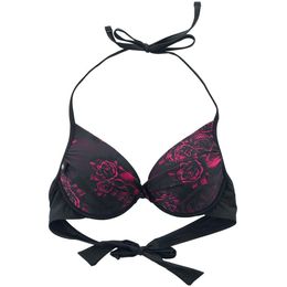 Black Premium by EMP Schwarzes Bikinioberteil mit Skull & Roses Motiv Bikini-Oberteil schwarz in L M408357