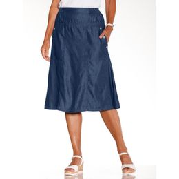 Jeansrock Classic Basics, Damen, Gr. 25, blau (blau, stone, washed), 100% Baumwolle, unifarben, knielang, Röcke