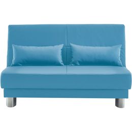 Schlafsofa Inosign, B:160cm H:86cm T:195cm, blau, 100% PU, Kinderzimmer, Sofas, "Gina", mit einem Handgriff vom Sofa zum Bett